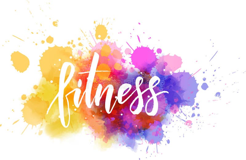 Fitness Calligraphy on Watercolor Splash Stock Vector - Illustration of ...