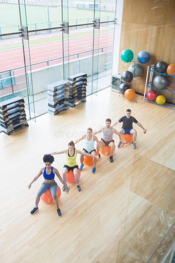 Fitness Class Exercising in the Studio Stock Image - Image of muscle ...