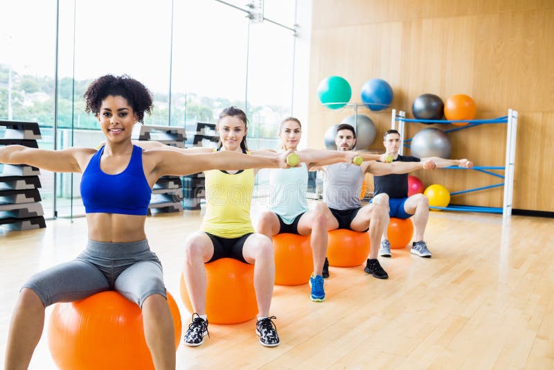 Fitness Class Exercising in the Studio Stock Image - Image of female ...