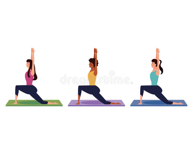 Fitness class poses icon stock illustration. Illustration of wellness ...