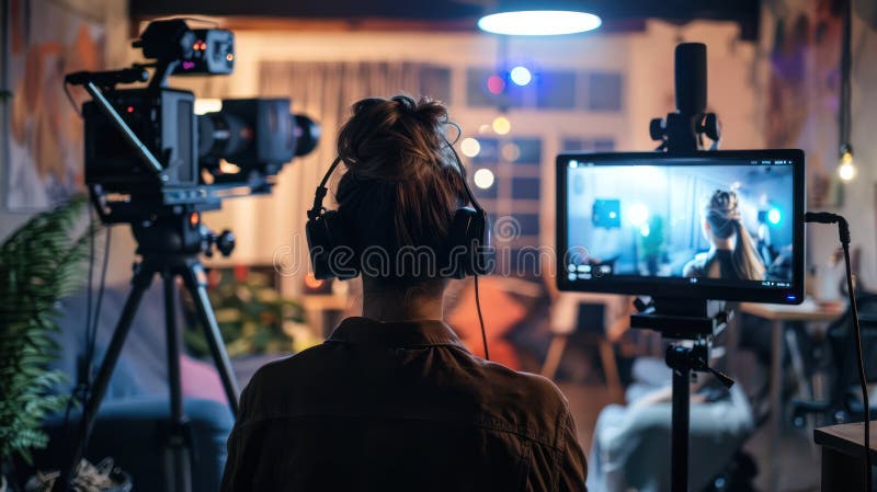 A Fitness Coach Leading an Online Workout Session Broadcasted Stock Illustration - Illustration ...