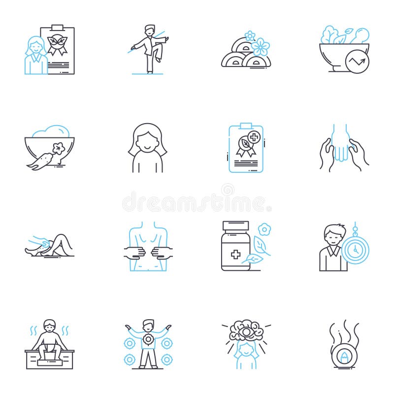 Fitness Coaching Linear Icons Set. Endurance, Strength, Conditioning ...