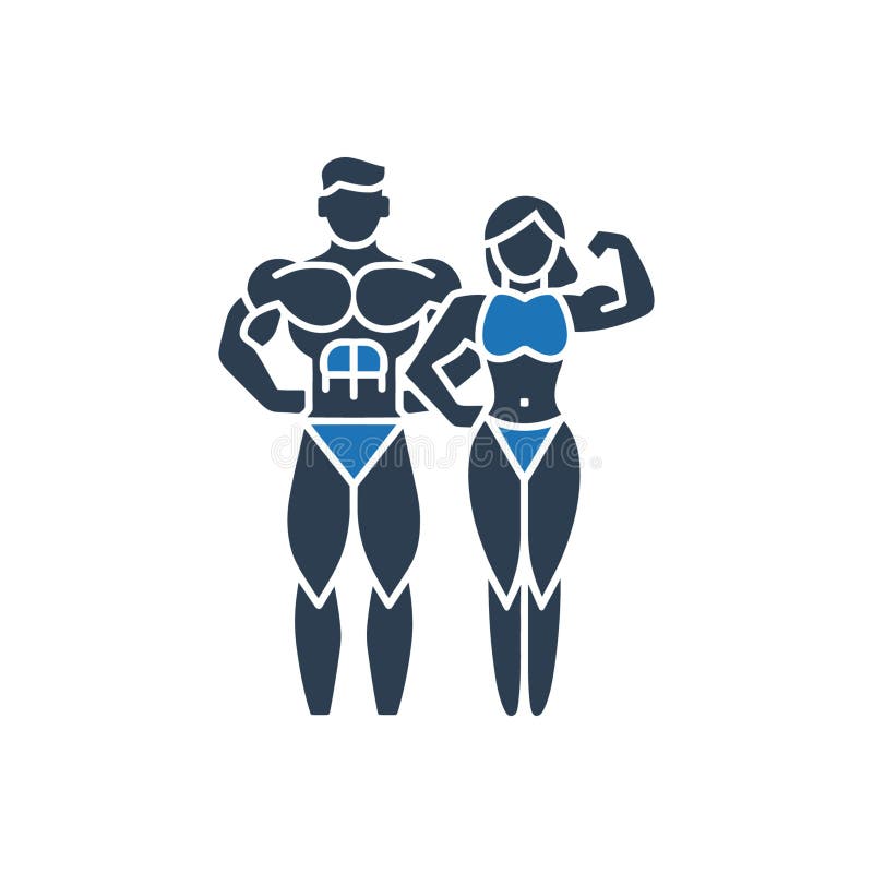 Fitness Couple Posing Icon stock vector. Illustration of female - 384693991