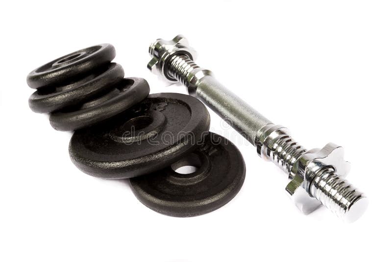 Fitness Exercise Equipment Dumbbell Weights on White Background Stock ...