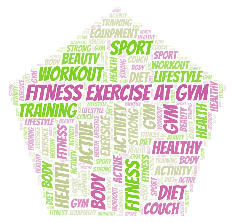 Fitness Exercise at Gym Word Cloud Stock Illustration - Illustration of ...