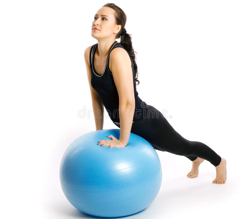 Woman Excercising on Fitness Ball Stock Photo - Image of ball, woman ...