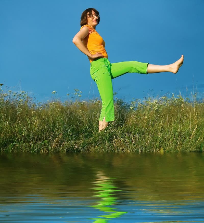 Happy girl water jumping stock image. Image of jump, freedom - 3067361