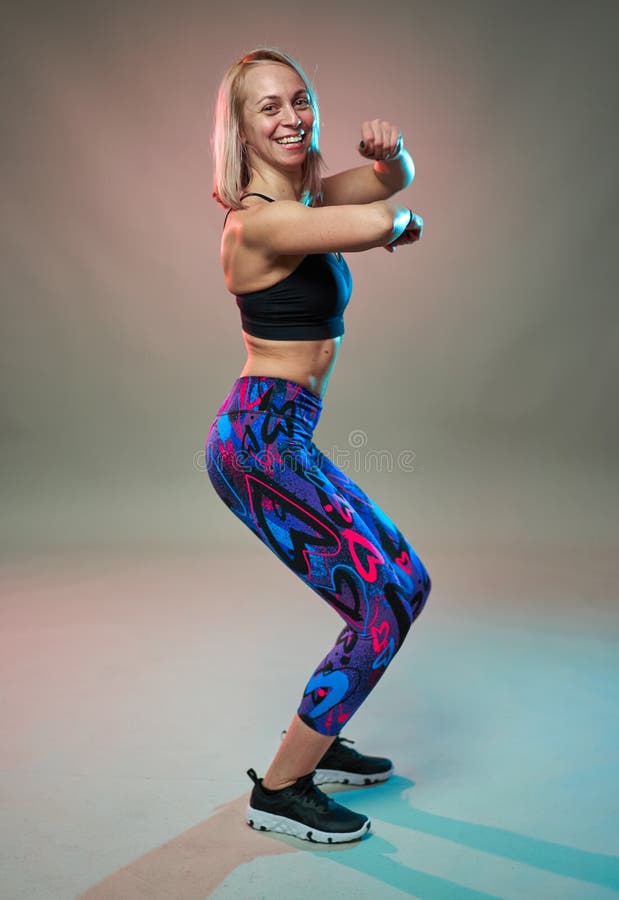 Fitness Girl Doing Aerobic Workout Stock Image - Image of adult ...
