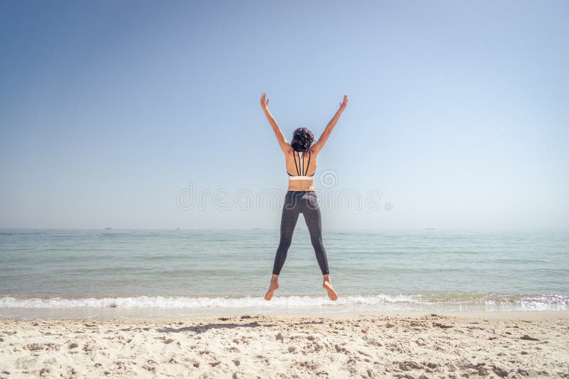 Fitness Girl Working Out on the Beach Stock Image - Image of fitness ...