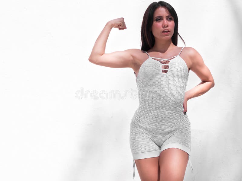 Fitness Girl Posing with Her Arms, Fitness Girl Concept Stock Image ...