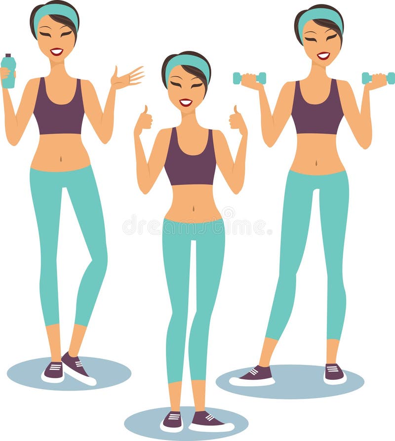 Fitness girl Set stock vector. Illustration of cartoon - 84768043