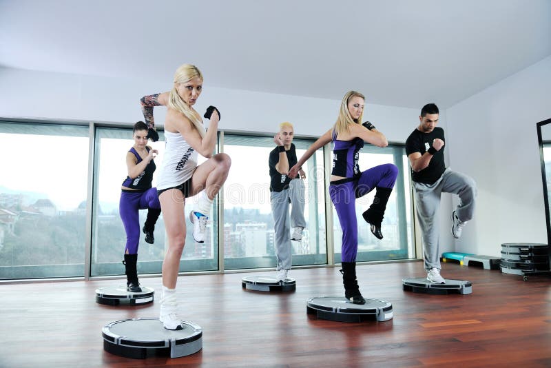Fitness group exercise stock image. Image of itness, happy - 11989239