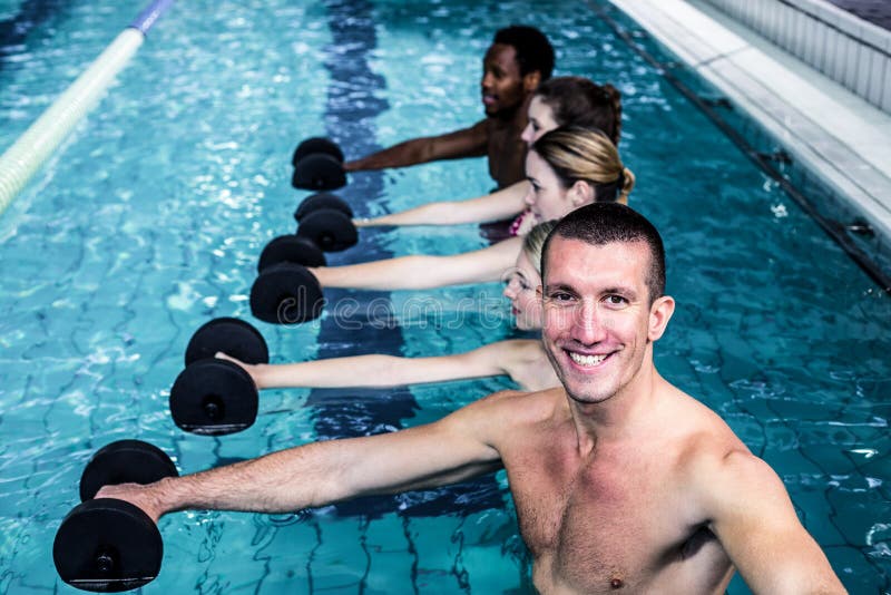 Fitness Group Doing Aqua Aerobics Stock Image - Image of leisure ...