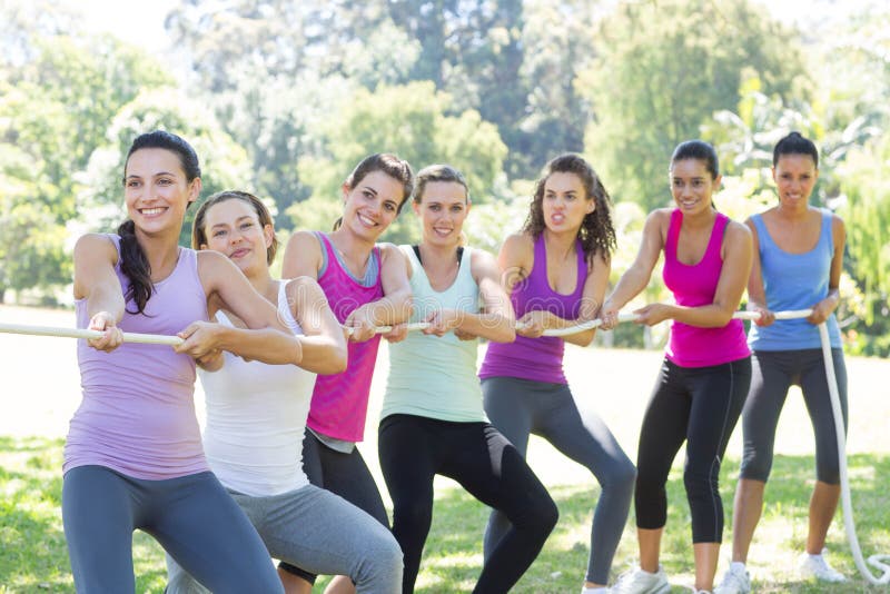 Fitness Group Playing Tug of War Stock Image - Image of class, healthy ...