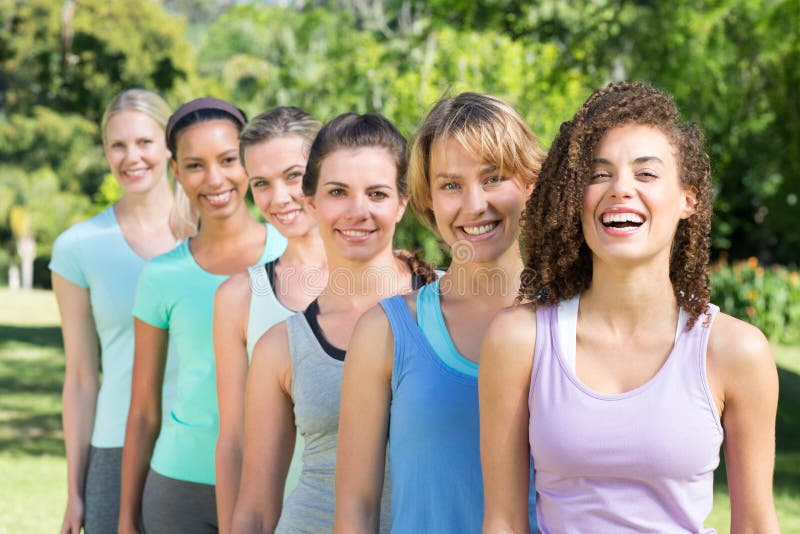 Fitness Group Smiling at Camera Stock Photo - Image of african ...
