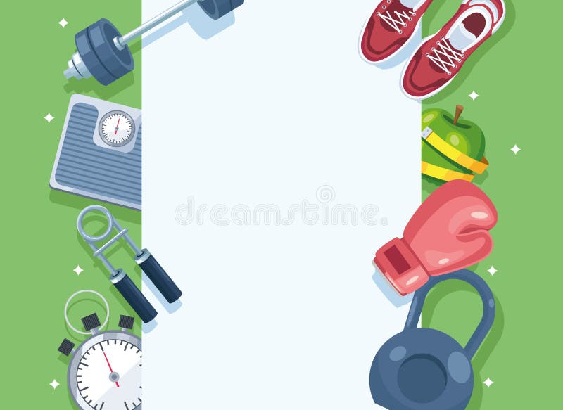 Fitness Gym Rectangle Frame Stock Vector - Illustration of dumbbell ...