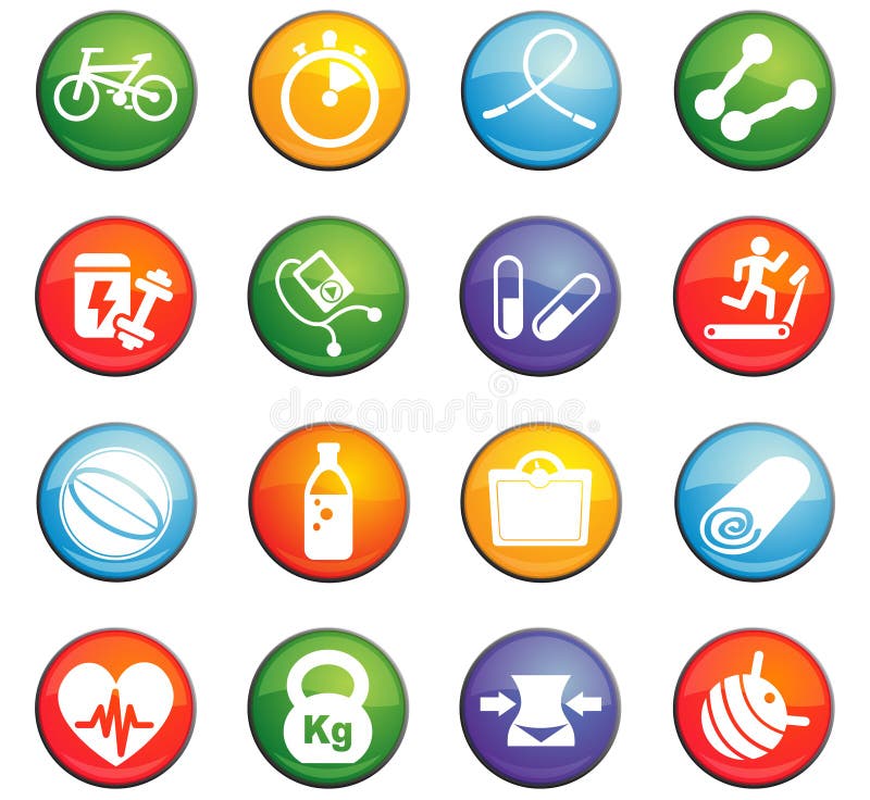 Fitness icon set stock illustration. Illustration of bicycle - 89193500