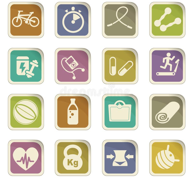 Fitness icon set stock illustration. Illustration of rope - 89221031