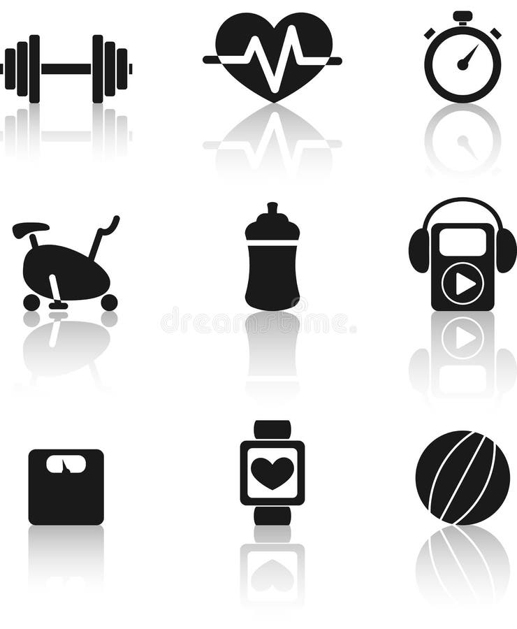 Gym Workout Fitness Icons Set Stock Vector - Illustration of biceps ...