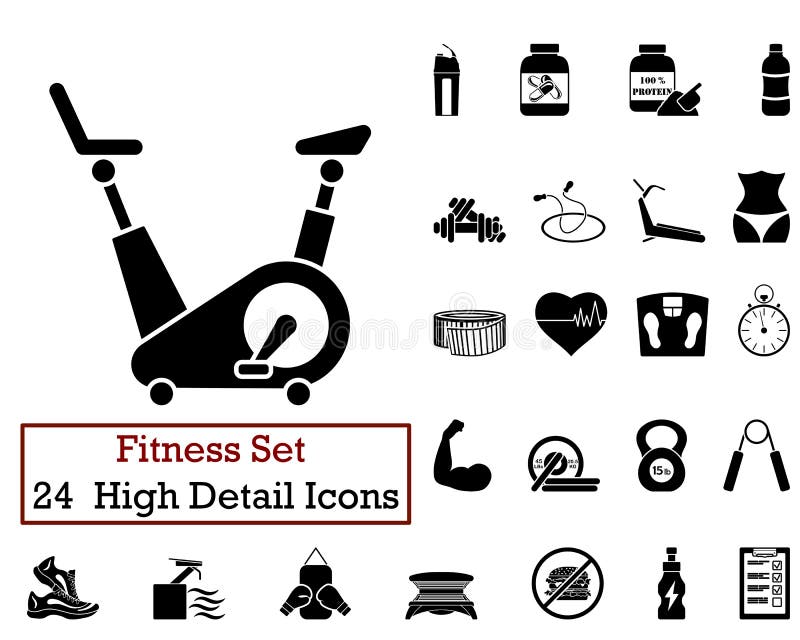 24 Fitness Icons stock vector. Illustration of sign, graphic - 58260956