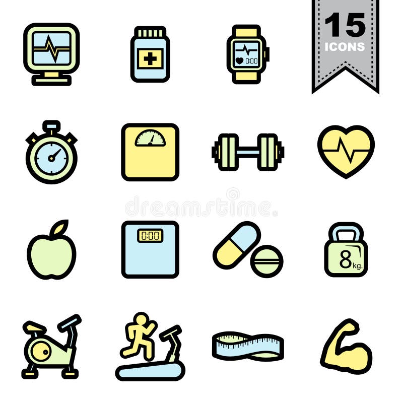 Fitness and Health icons. stock vector. Illustration of beauty - 32721352