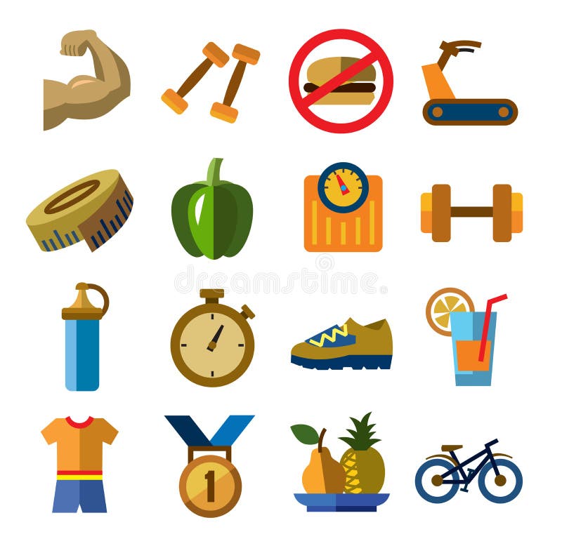 Gym and Fitness Icons Design Stock Vector - Illustration of game ...