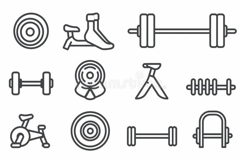 Fitness Icons on White Background Stock Illustration - Illustration of ...