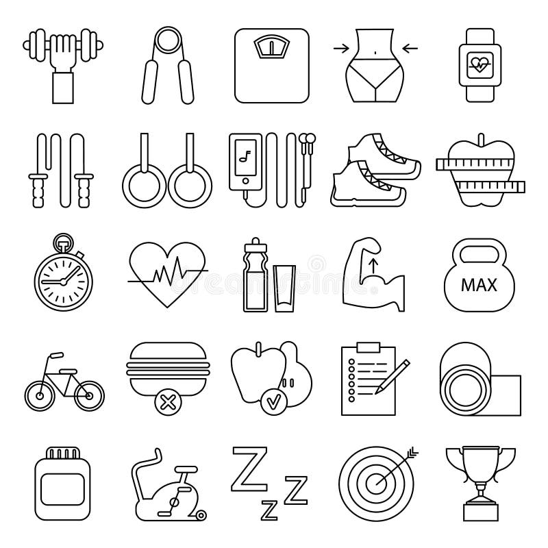 Fitness icons on white stock vector. Illustration of boxing - 81960242