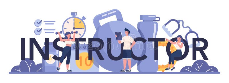 Fitness Instructor Typographic Header. Workout in the Gym Stock Vector ...