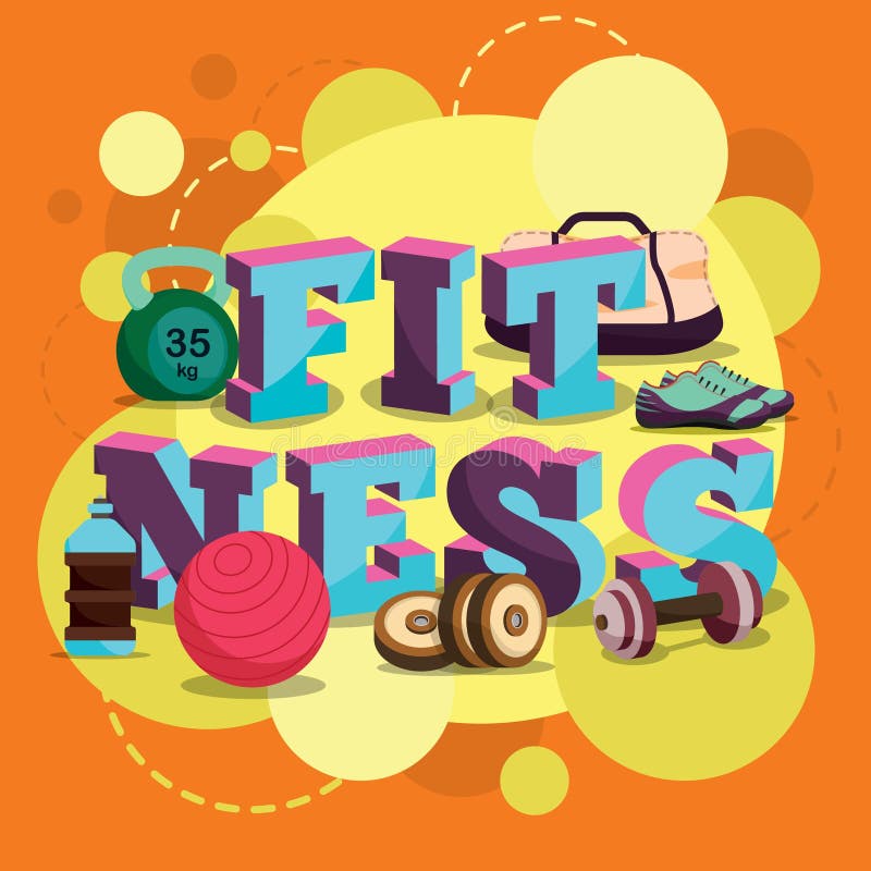 Fitness Lettering Design. Vector Illustration Decorative Design Stock ...