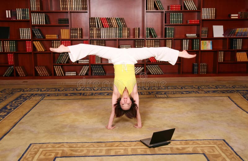 Fitness in library stock photo. Image of flexibility, library - 7670188