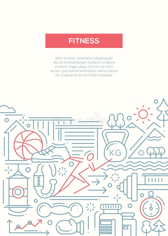 Fitness - Line Design Composition Stock Vector - Illustration of ...