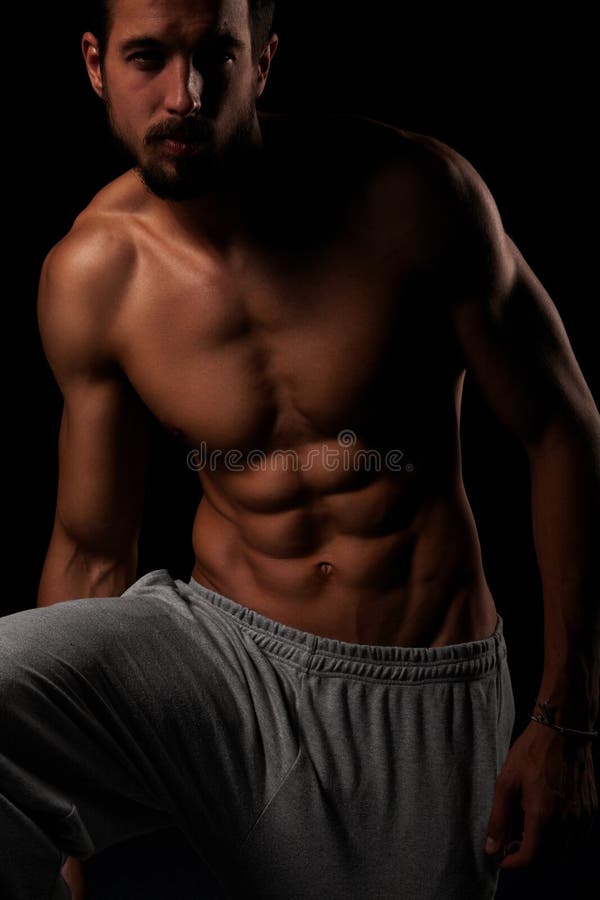 Fitness Male Model Showing His Back Muscles Stock Image - Image of ...