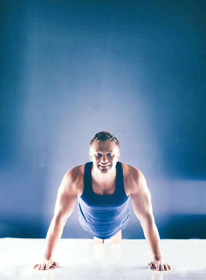 Fitness Man Doing Push Ups on Floor Stock Photo - Image of healthy ...