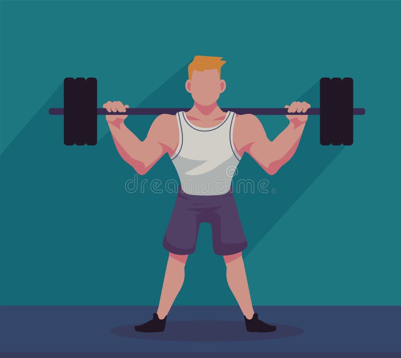 Fitness Man Lifting Barbell Stock Vector - Illustration of muscular ...