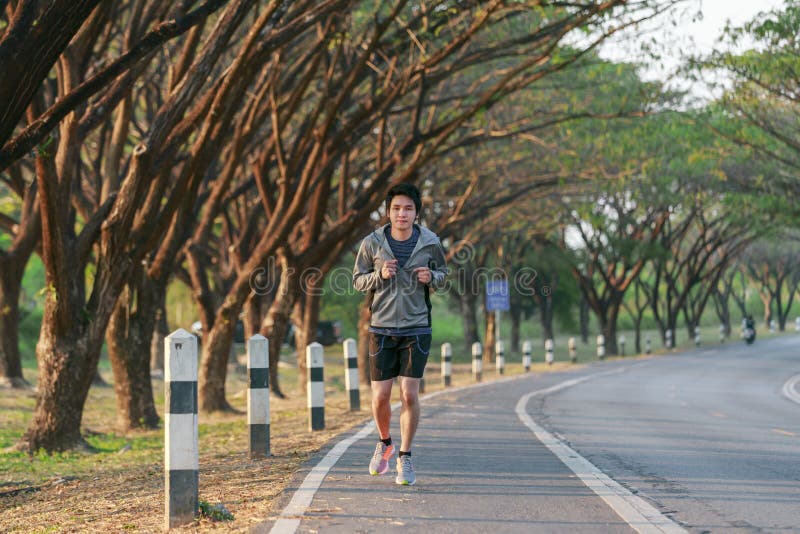 Fitness Man Running in Park Stock Image - Image of running, runner ...
