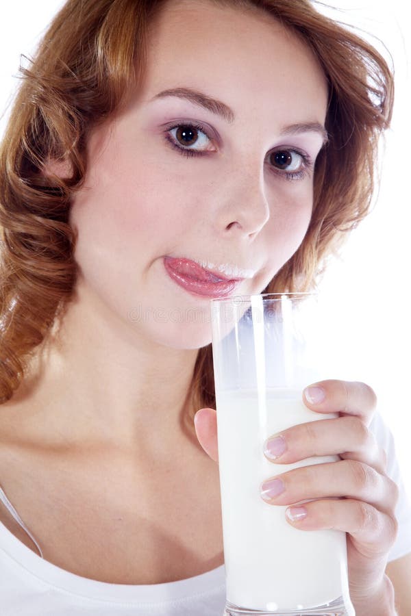 Fitness Model Drinking a Milk Stock Image - Image of people, model ...