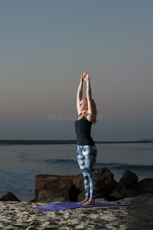 Fitness Model Performs Lengthening Stretch. Stock Image - Image of ...