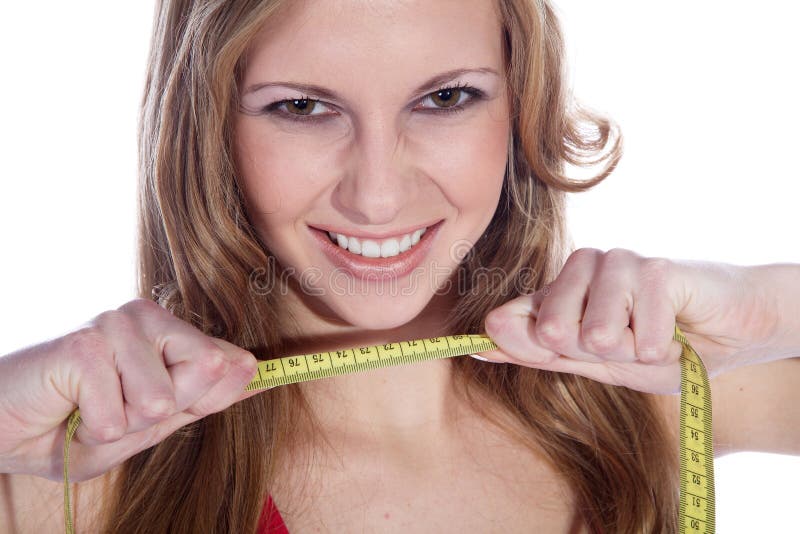 Fitness Model with Tape Measure Stock Image - Image of muscles, female ...