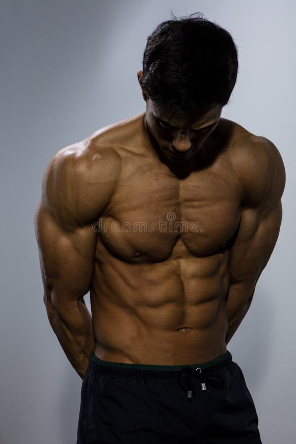 Fitness Model Torso with Pectoral Muscles Flexed Stock Image - Image of ...