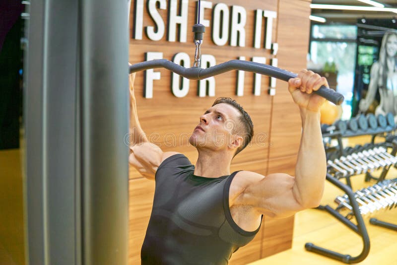 Fitness Model Training His Back in the Gym Stock Image - Image of sport ...