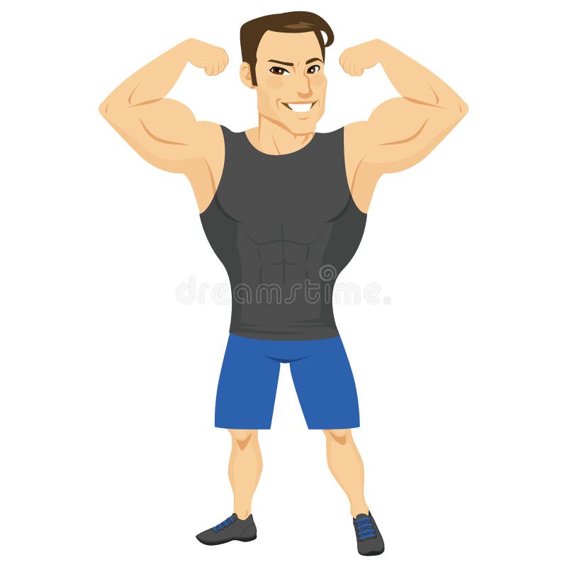 Gym Fitness Muscular Cartoon Man Stock Vector - Illustration of pounds ...