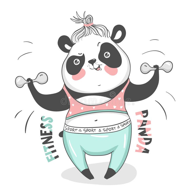 Fitness Panda Character, Vector Illustration on White Stock ...