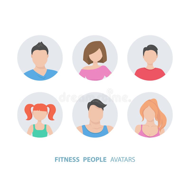 Fitness People Avatars Collection. Stock Vector - Illustration of adult ...