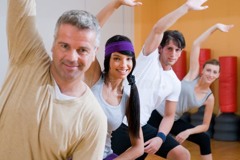 Fitness People Doing Aerobic Exercises Stock Image - Image of lifting ...