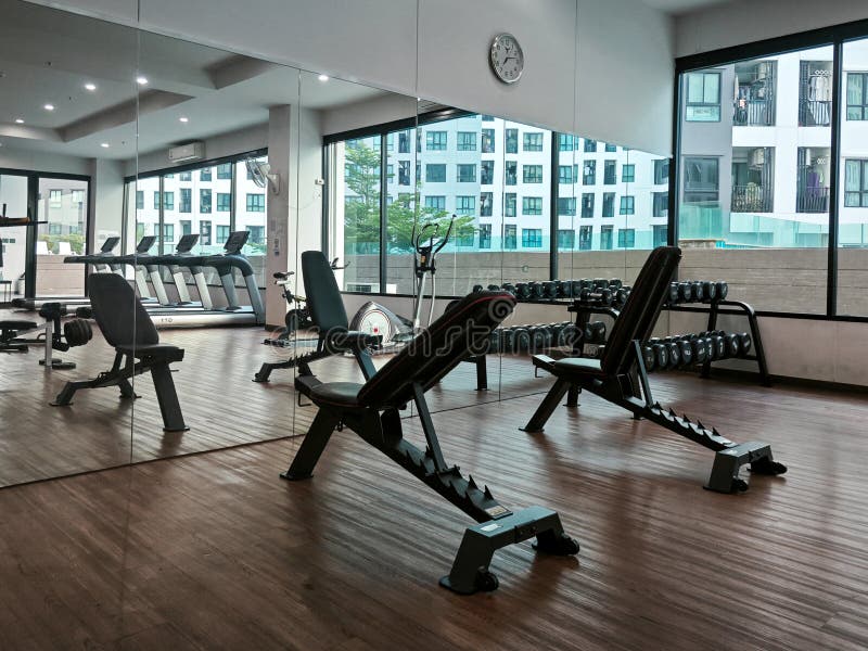 Fitness Room.Fitness Machines in a Fitness Club Stock Photo - Image of ...