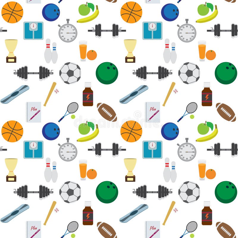 Fitness Seamless Pattern. stock vector. Illustration of sport - 66311848