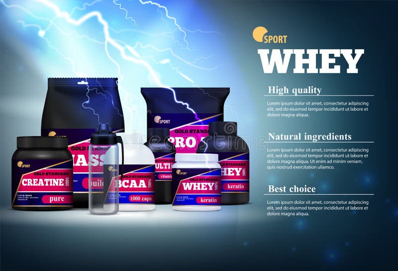 Fitness Sport Protein Advertising Stock Vector - Illustration of ...