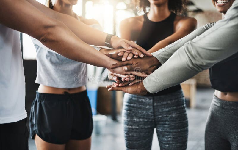 Fitness, Stack and Hands of People in Huddle for Gym, Diversity and Support for Workout ...