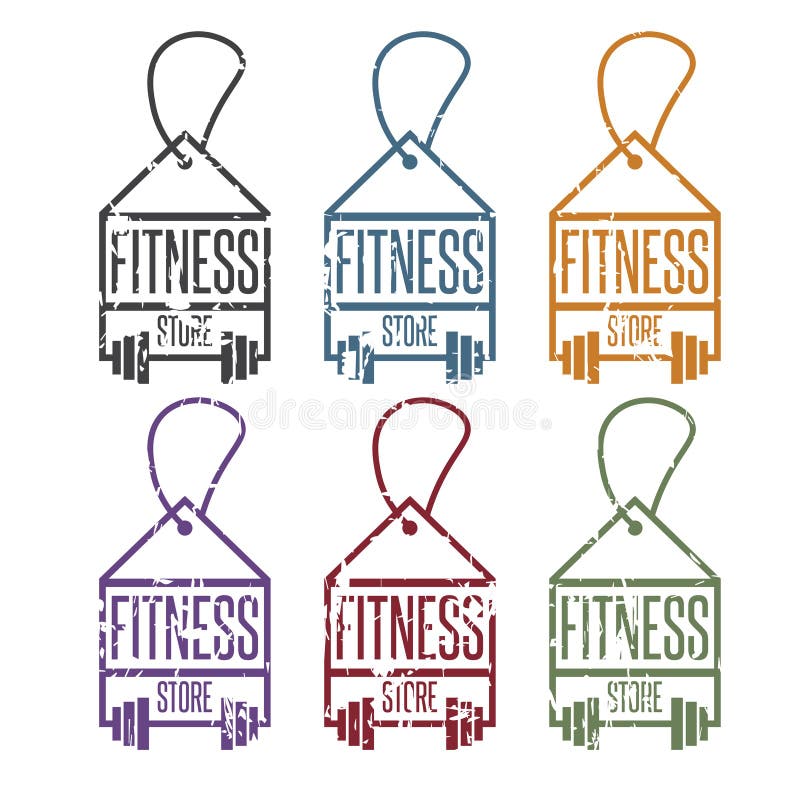 Fitness Store Tags with Barbells Vector Stock Vector - Illustration of ...